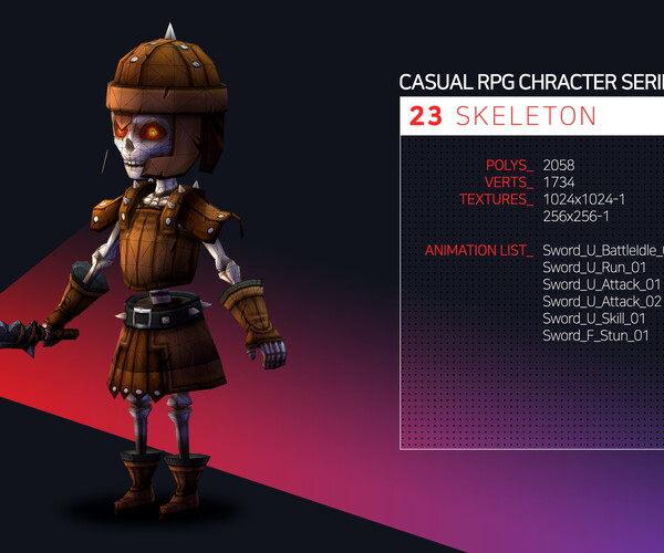 ArtStation - Casual RPG Monster - 23 Skeleton | Game Assets