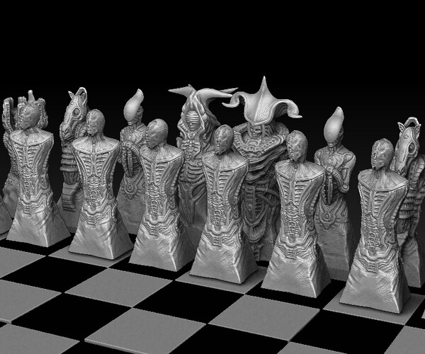 ArtStation - Biomechanic Chess set 2 3D print model | Resources