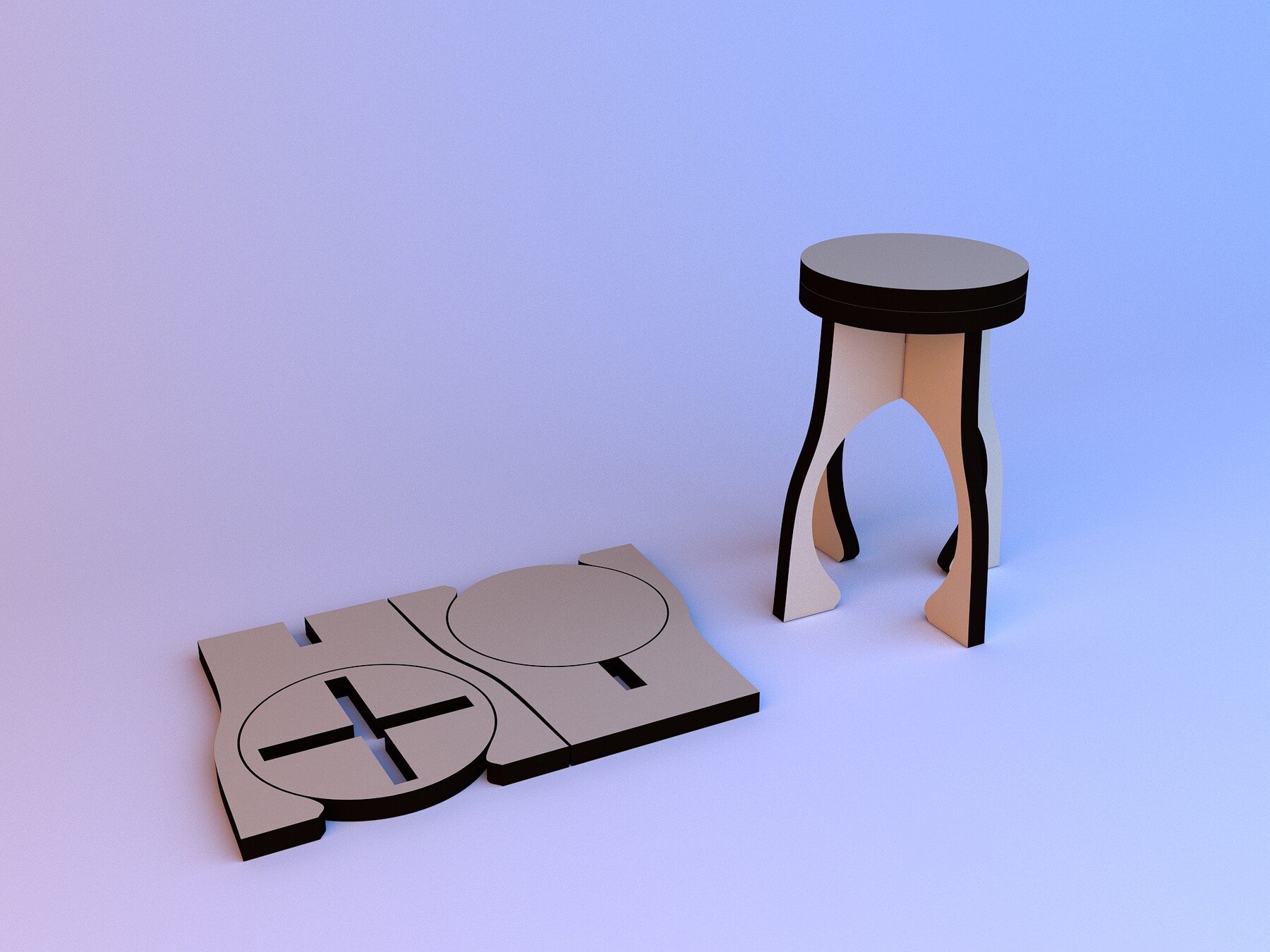 ArtStation - 3d puzzle chair wood | Game Assets