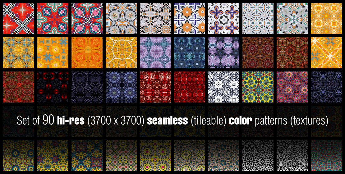 ArtStation - Set of 90 hi-res seamless (tileable) color patterns ...