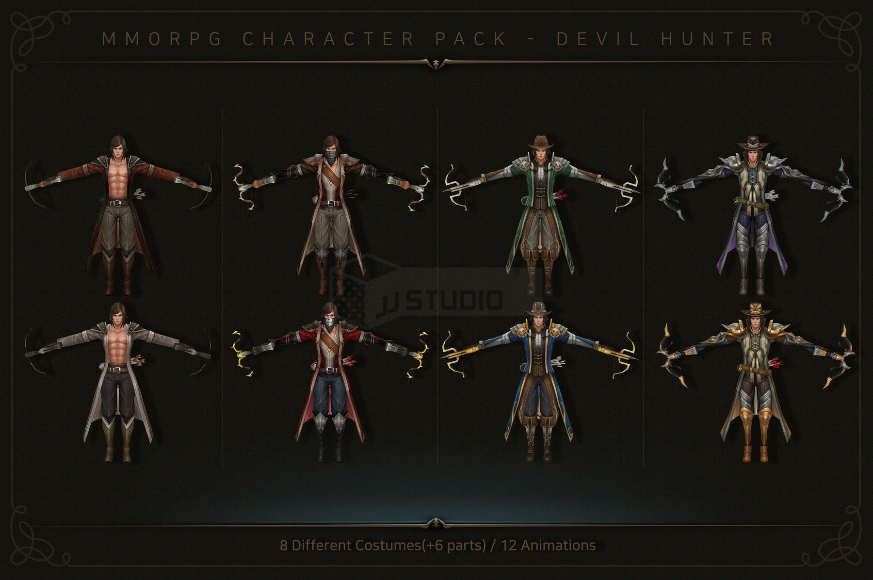 ArtStation - MMORPG Character Pack - Devil hunter | Game Assets