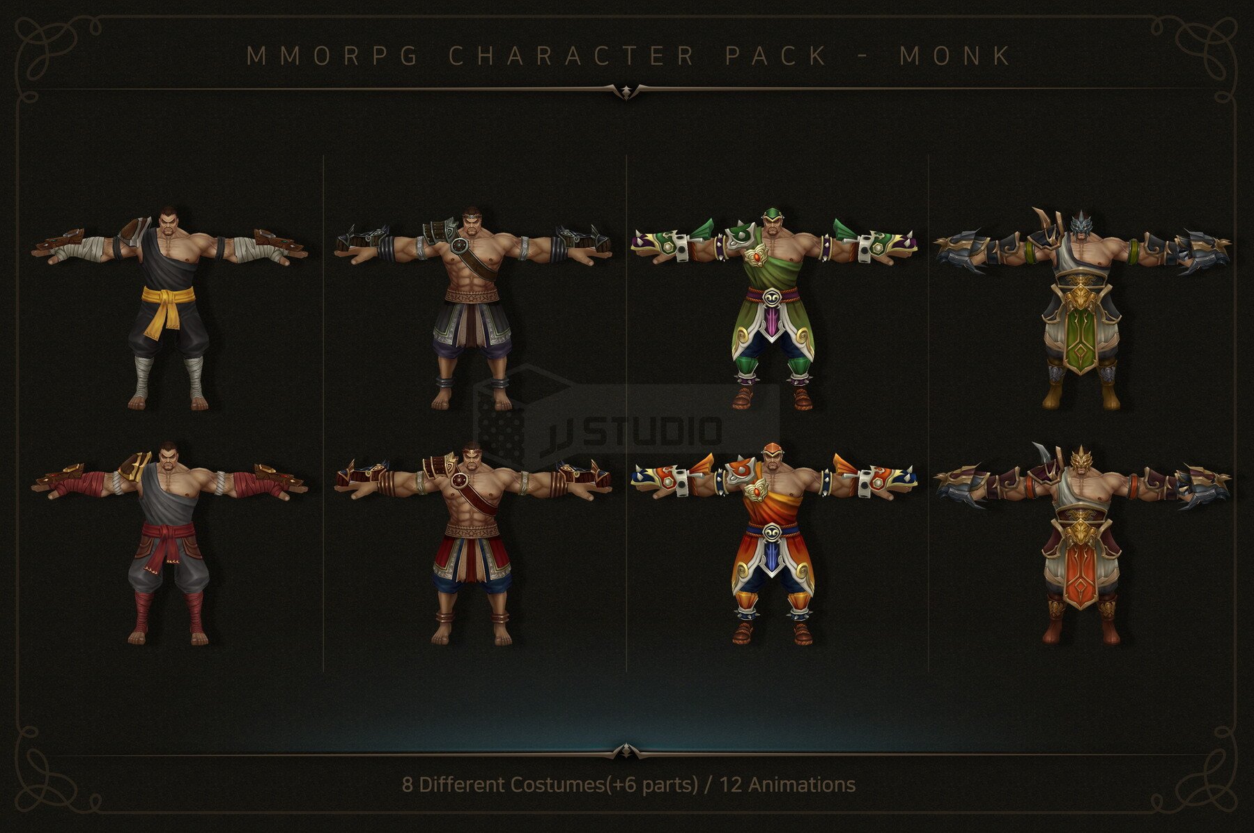 ArtStation - MMORPG Character Pack - Monk | Game Assets