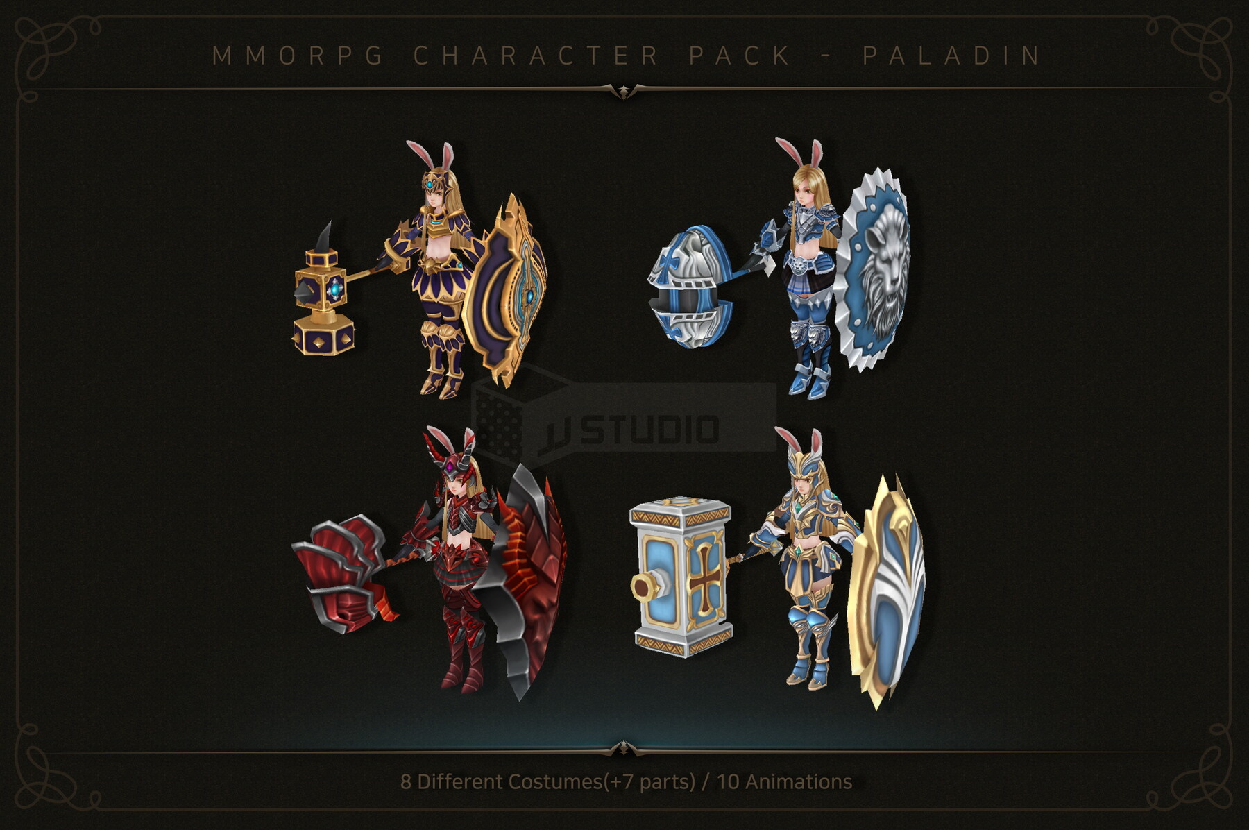 ArtStation - MMORPG Character Pack - Paladin | Game Assets