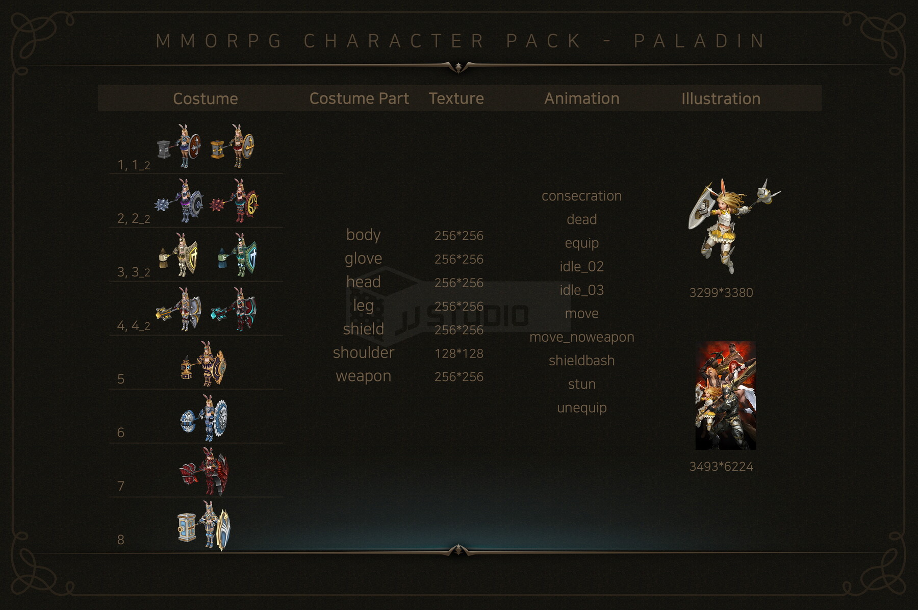 ArtStation - MMORPG Character Pack - Paladin | Game Assets