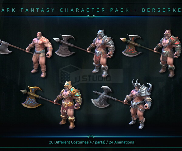 ArtStation - Dark Fantasy Character pack - Berserker | Game Assets