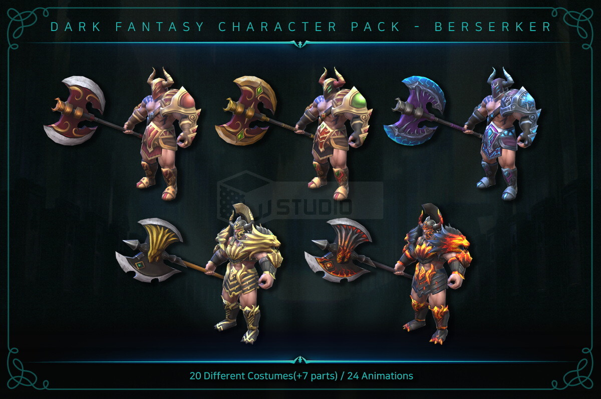 ArtStation - Dark Fantasy Character pack - Berserker | Game Assets