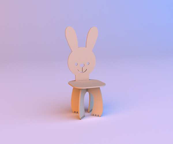 ArtStation - Rabbit Kids Wood Chair | Game Assets