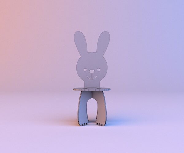 ArtStation - Rabbit Kids Wood Chair | Game Assets