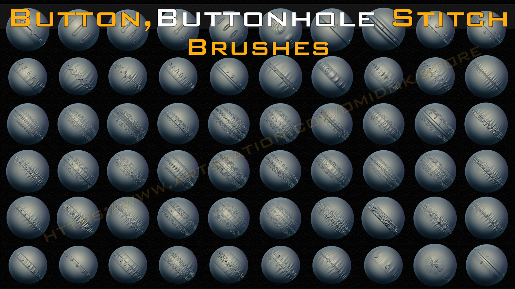 ArtStation - 60 Button and Buttonhole Stitch brushes (4K) +Alpha -Vol ...