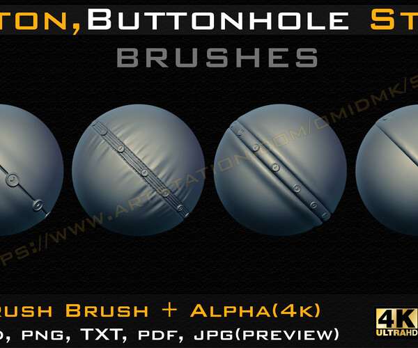 ArtStation - 60 Button and Buttonhole Stitch brushes (4K) +Alpha -Vol ...
