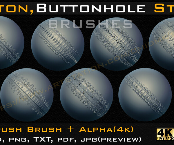 ArtStation - 60 Button and Buttonhole Stitch brushes (4K) +Alpha -Vol ...
