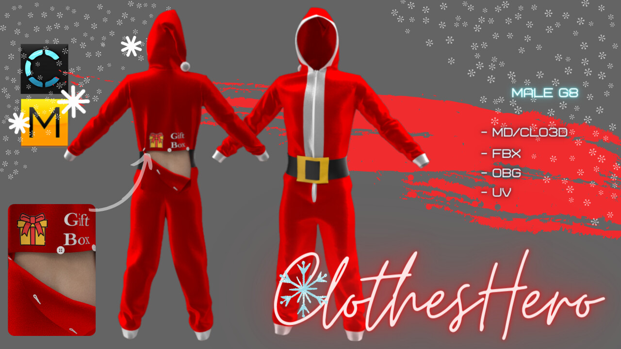 ArtStation - Christmas Jumpsuit Male - Bad Santa | Game Assets