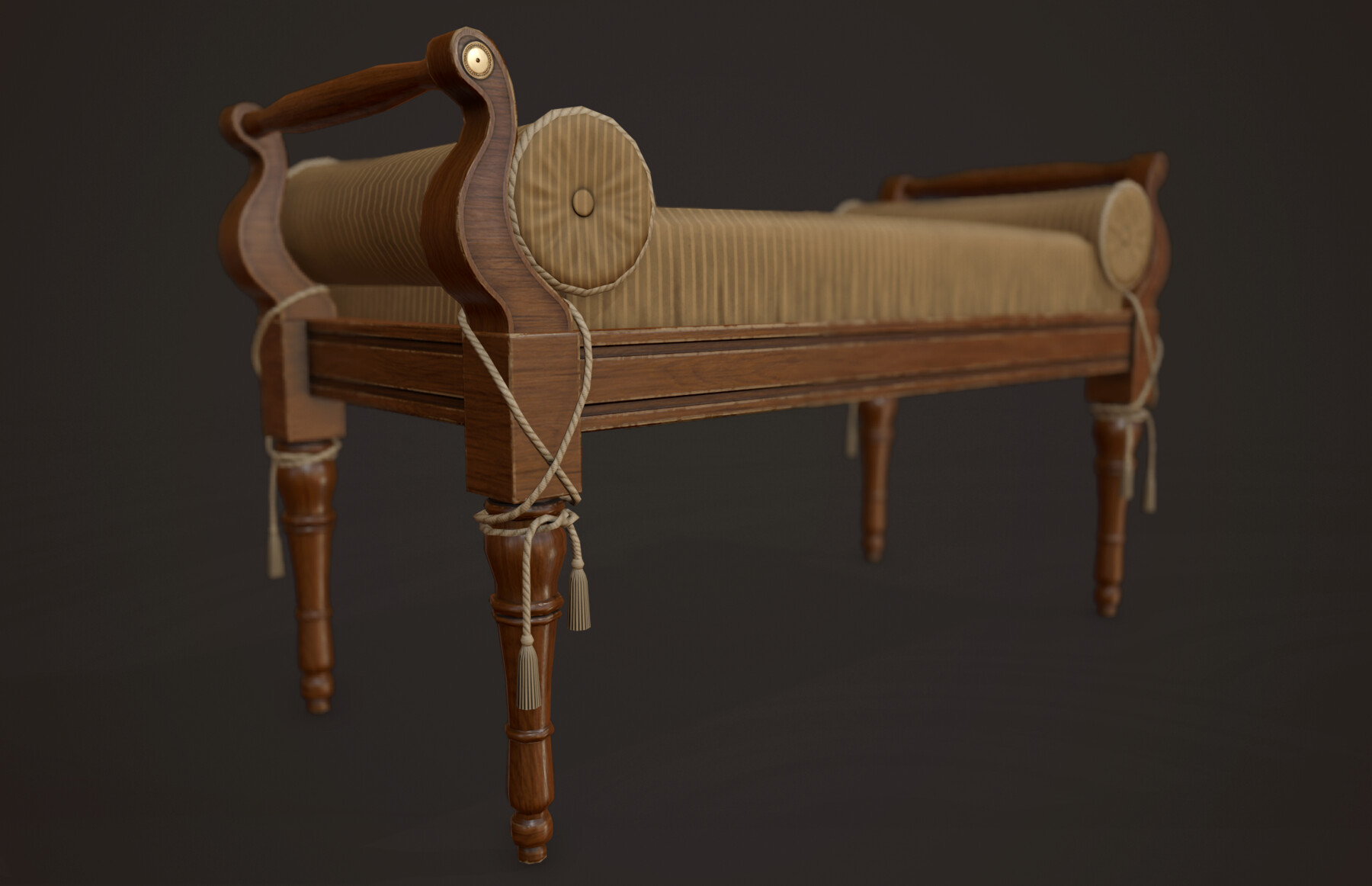 ArtStation - Vintage Bed with Pouf | Game Assets
