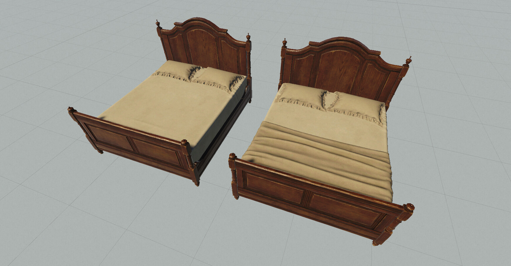 ArtStation - Vintage Bed with Pouf | Game Assets