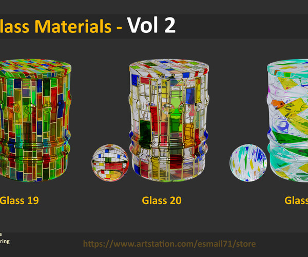 ArtStation - 24 Glass Materials - Vol 2 ( for Corona Render ) | Resources