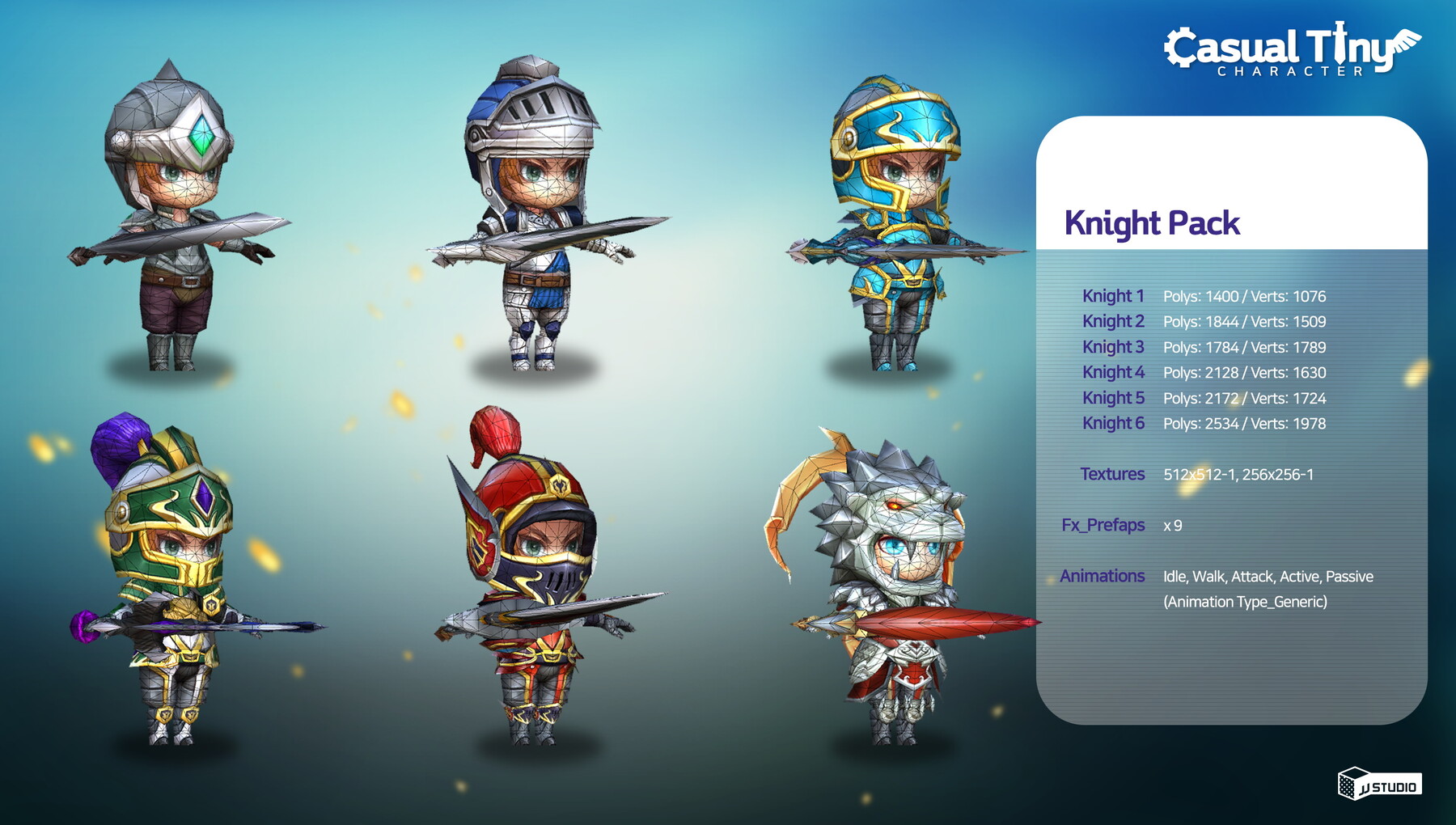 ArtStation - Casual Tiny Character - Knight Pack | Game Assets