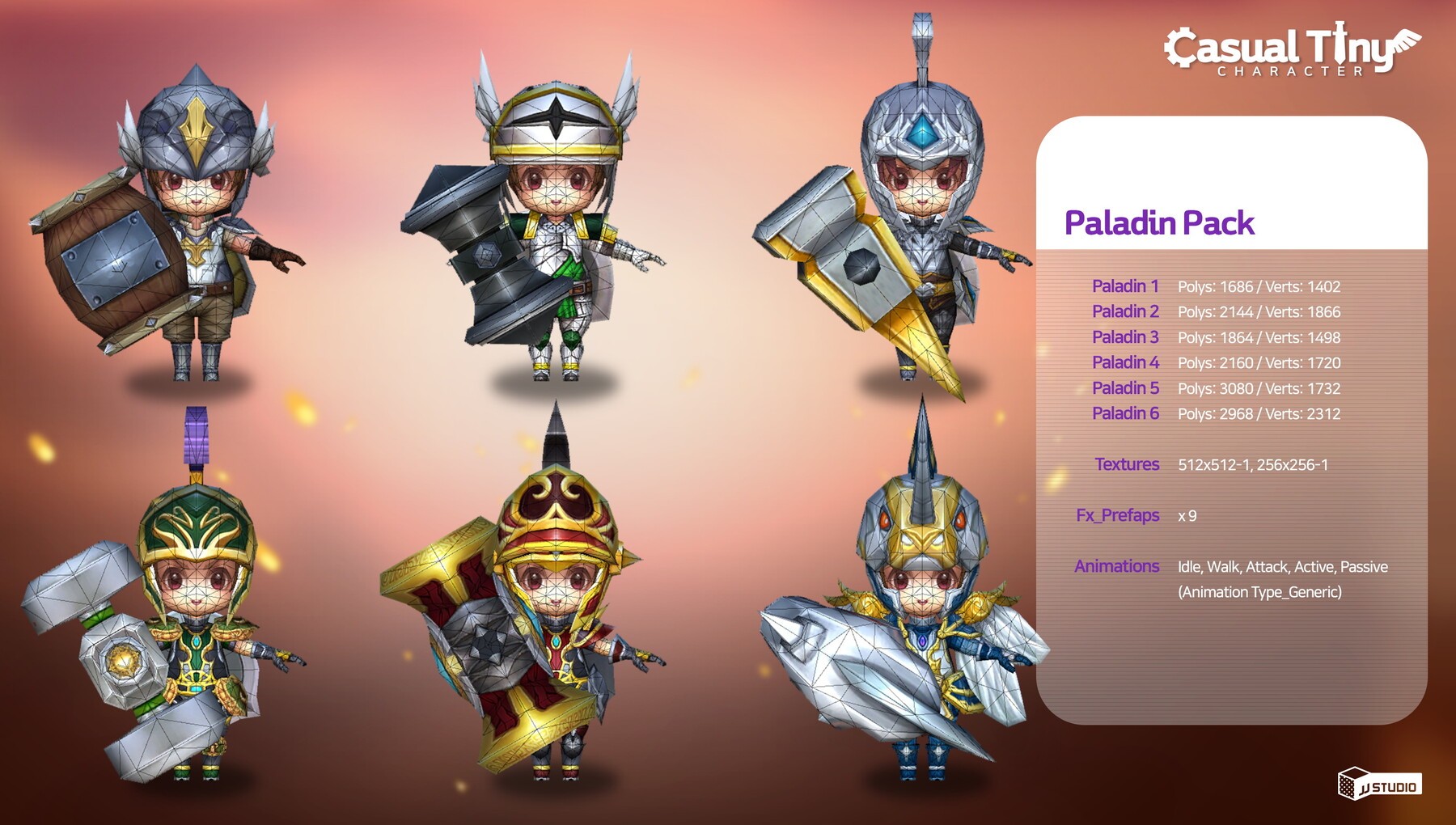 ArtStation - Casual Tiny Character - Paladin Pack | Game Assets