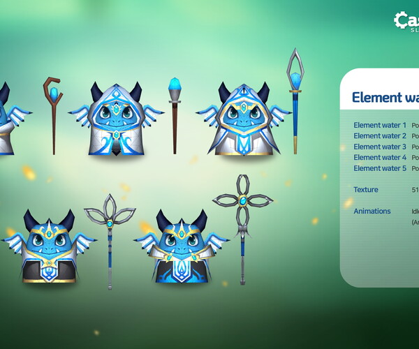 ArtStation - Casual Tiny Slime - Element water Pack | Game Assets