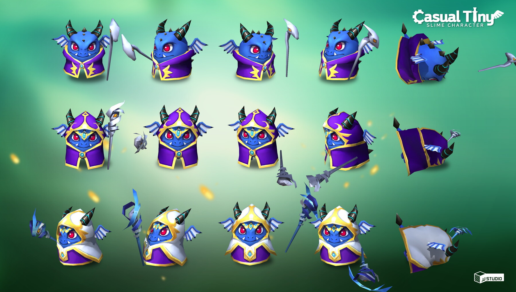 ArtStation - Casual Tiny Slime - Element wind Pack | Game Assets