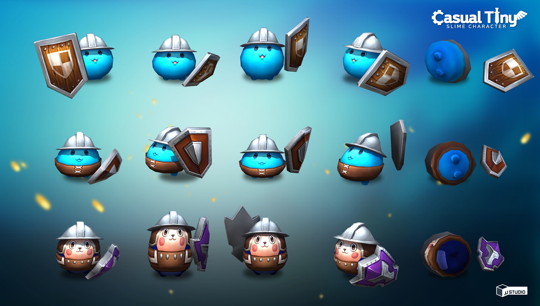 JJ Studio - Casual Tiny Slime - Shield warrior Pack