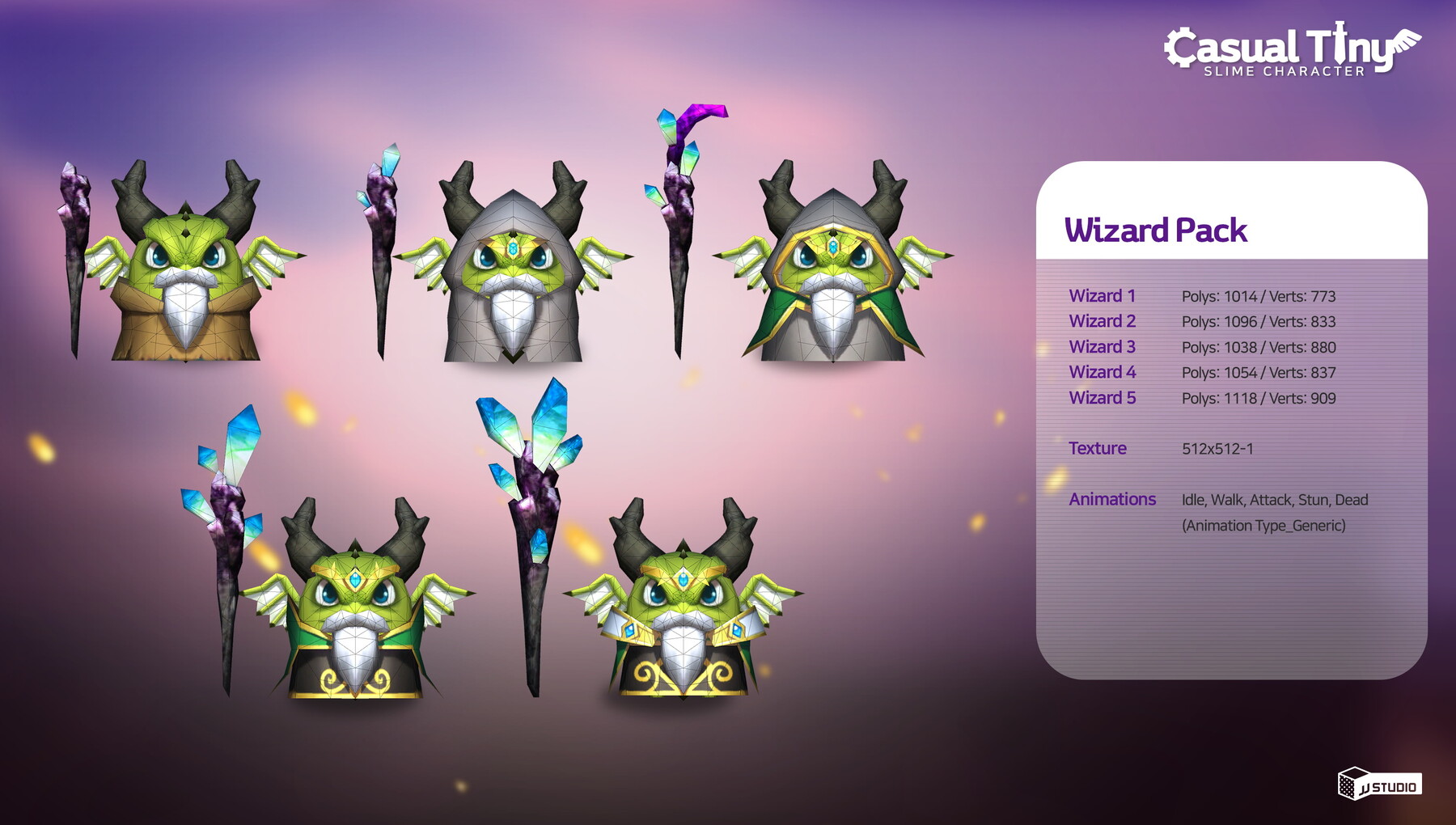 ArtStation - Casual Tiny Slime - Wizard Pack | Game Assets