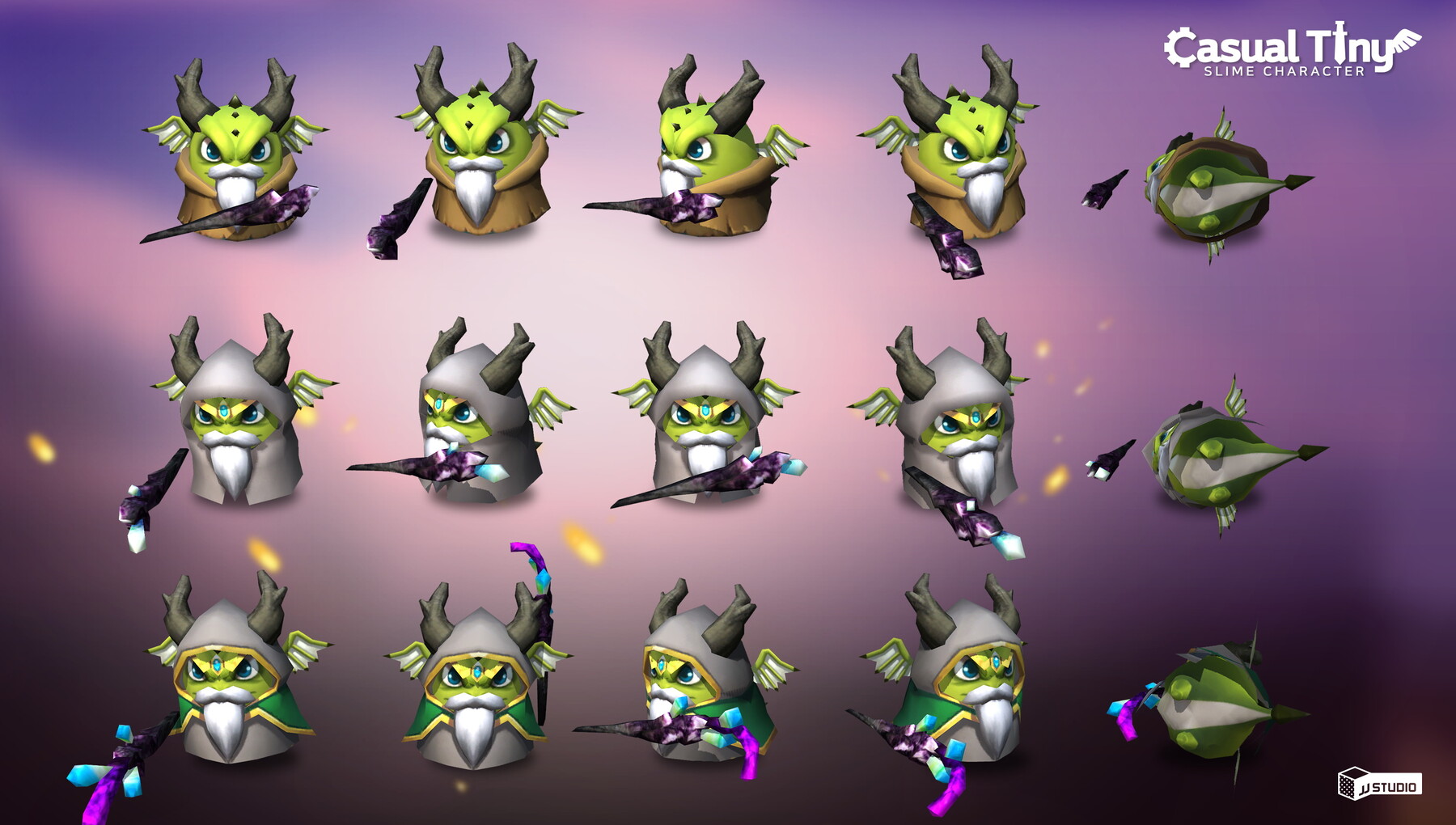 ArtStation - Casual Tiny Slime - Wizard Pack | Game Assets