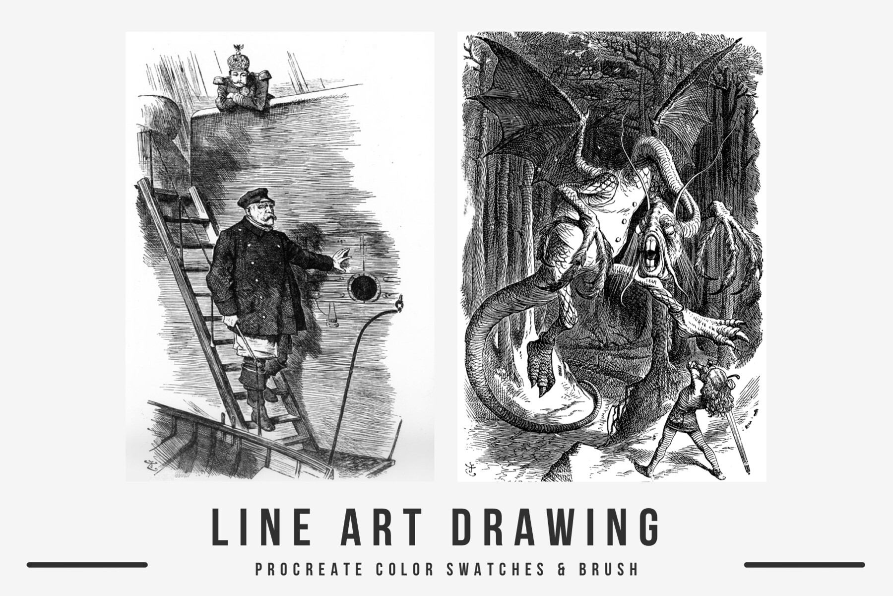 ArtStation - Line Art Drawing Procreate Kit | Brushes