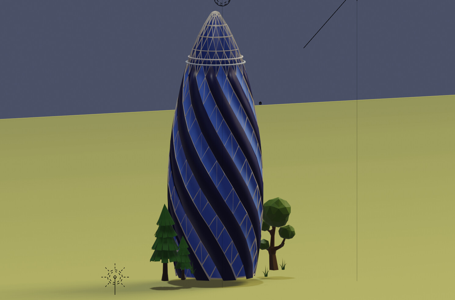 ArtStation - Cartoon Low Poly Gherkin Tower Building | Game Assets