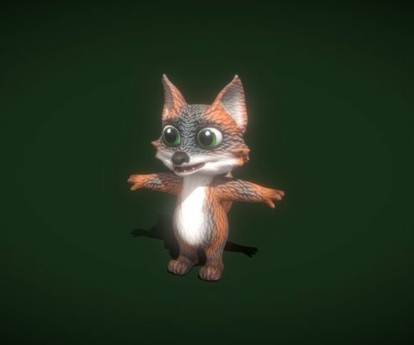 ArtStation - Cartoon Grey Fox 3D Model | Game Assets