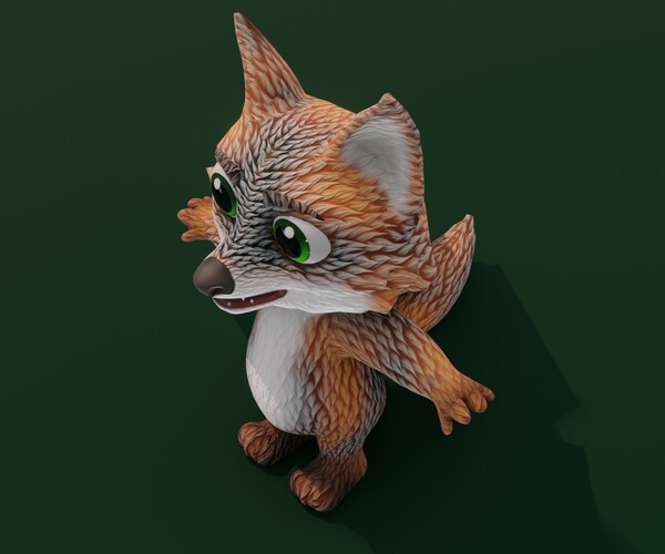 ArtStation - Cartoon Grey Fox Rigged 3D Model | Game Assets