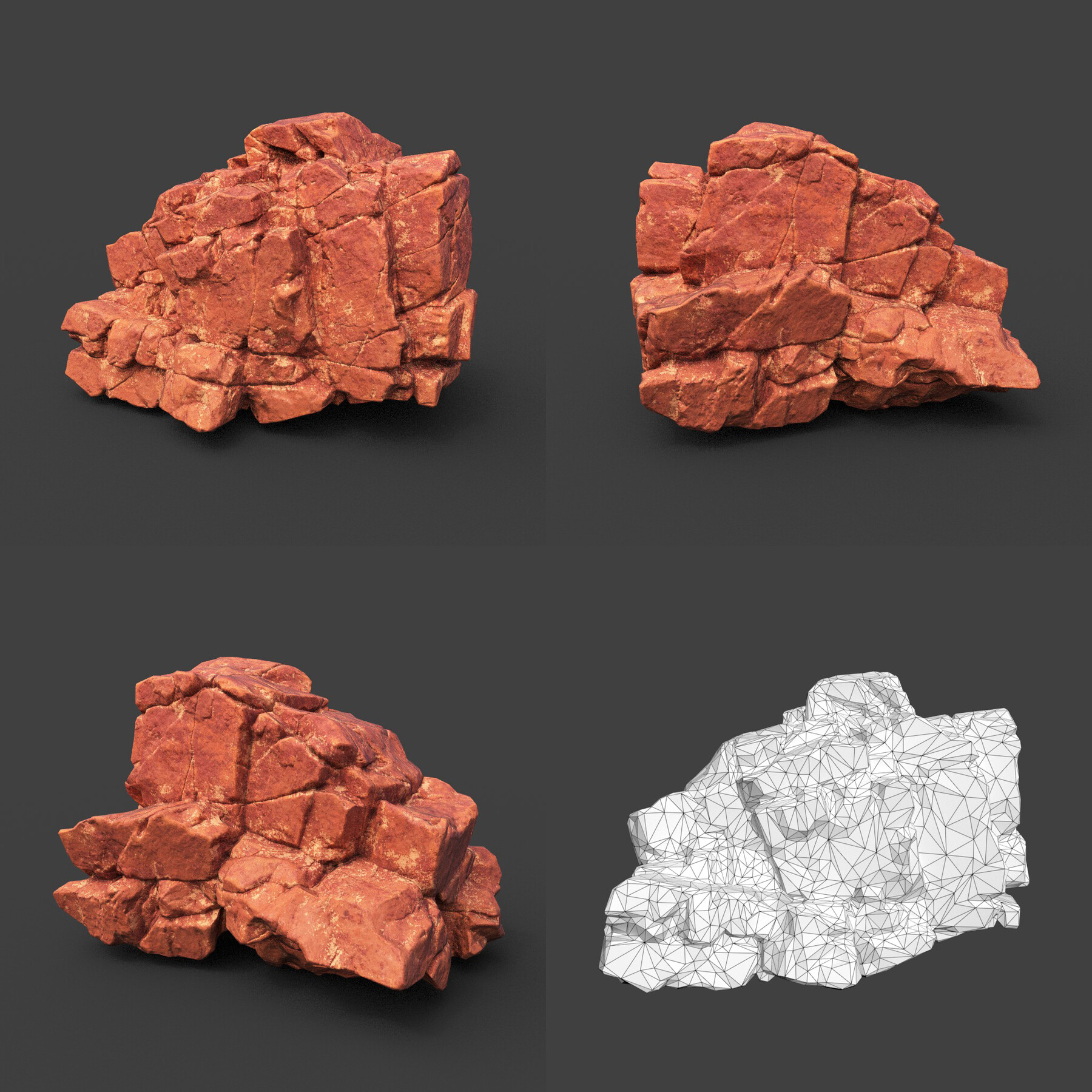 ArtStation - Low poly Sandstone Cracked Rock 220124 | Game Assets