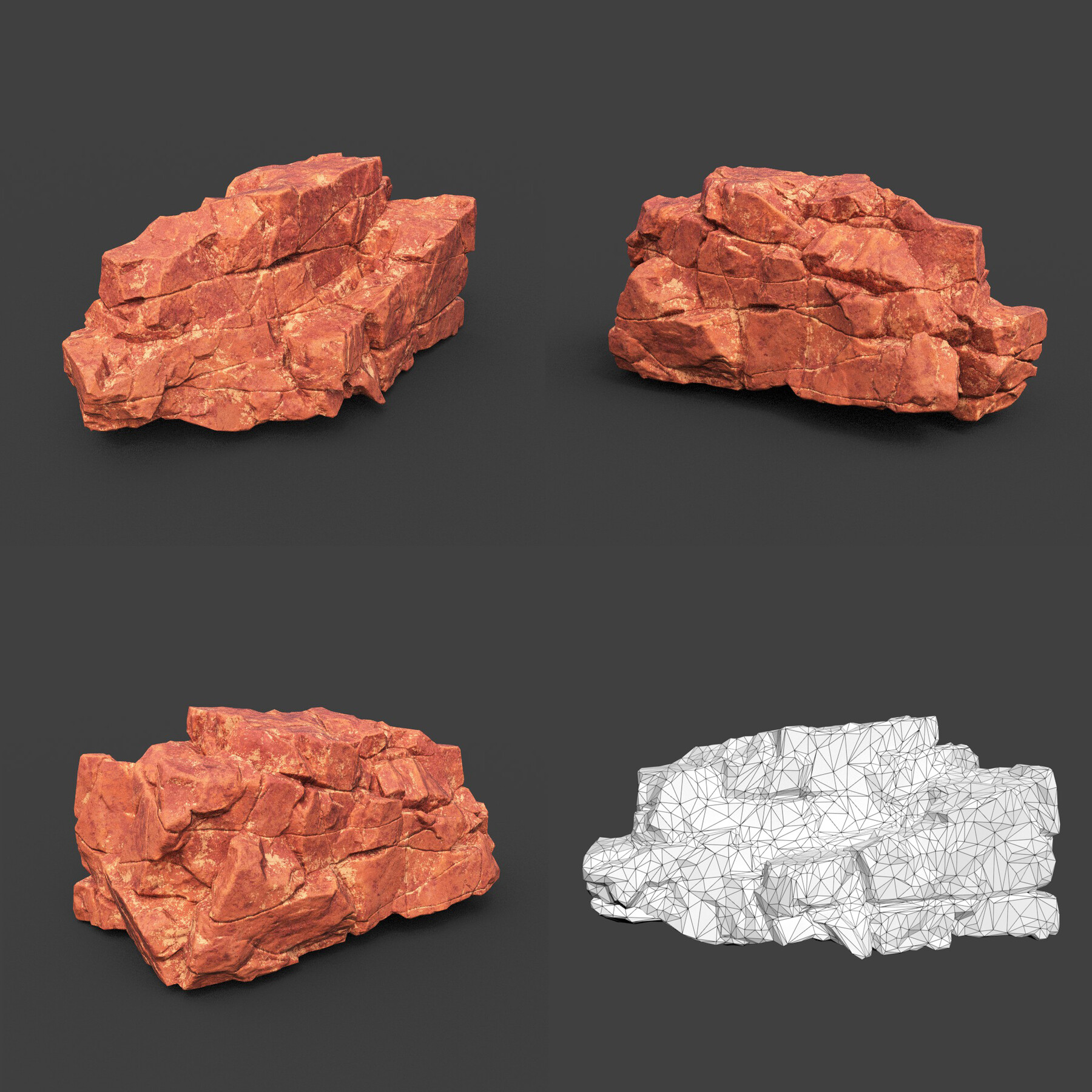 ArtStation - Low poly Sandstone Cracked Rock 220124 | Game Assets