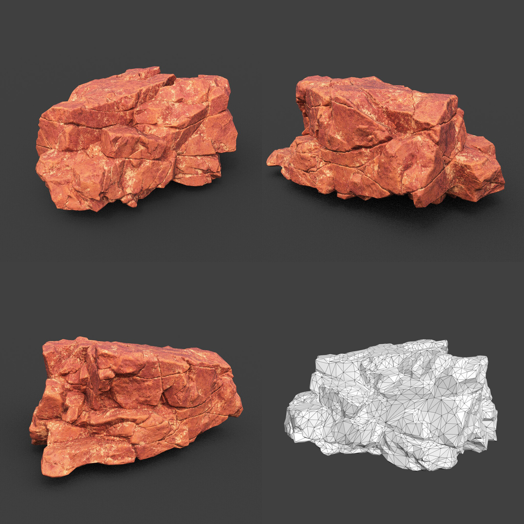 ArtStation - Low poly Sandstone Cracked Rock 220124 | Game Assets