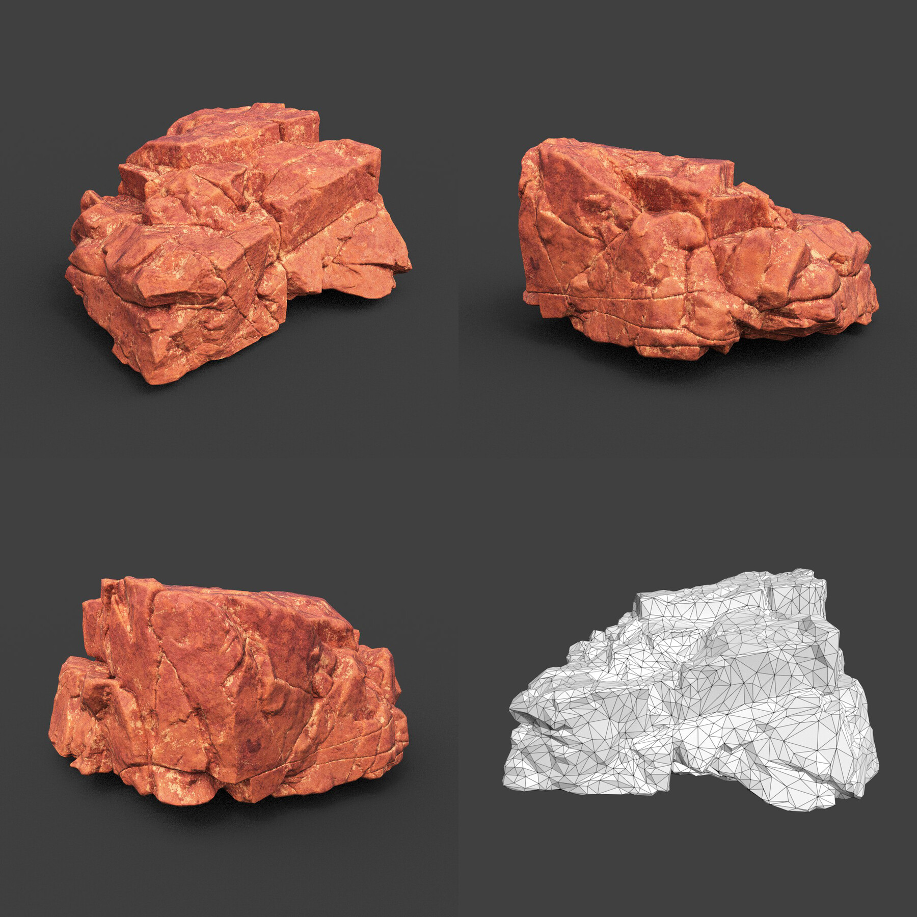 ArtStation - Low poly Sandstone Cracked Rock 220124 | Game Assets
