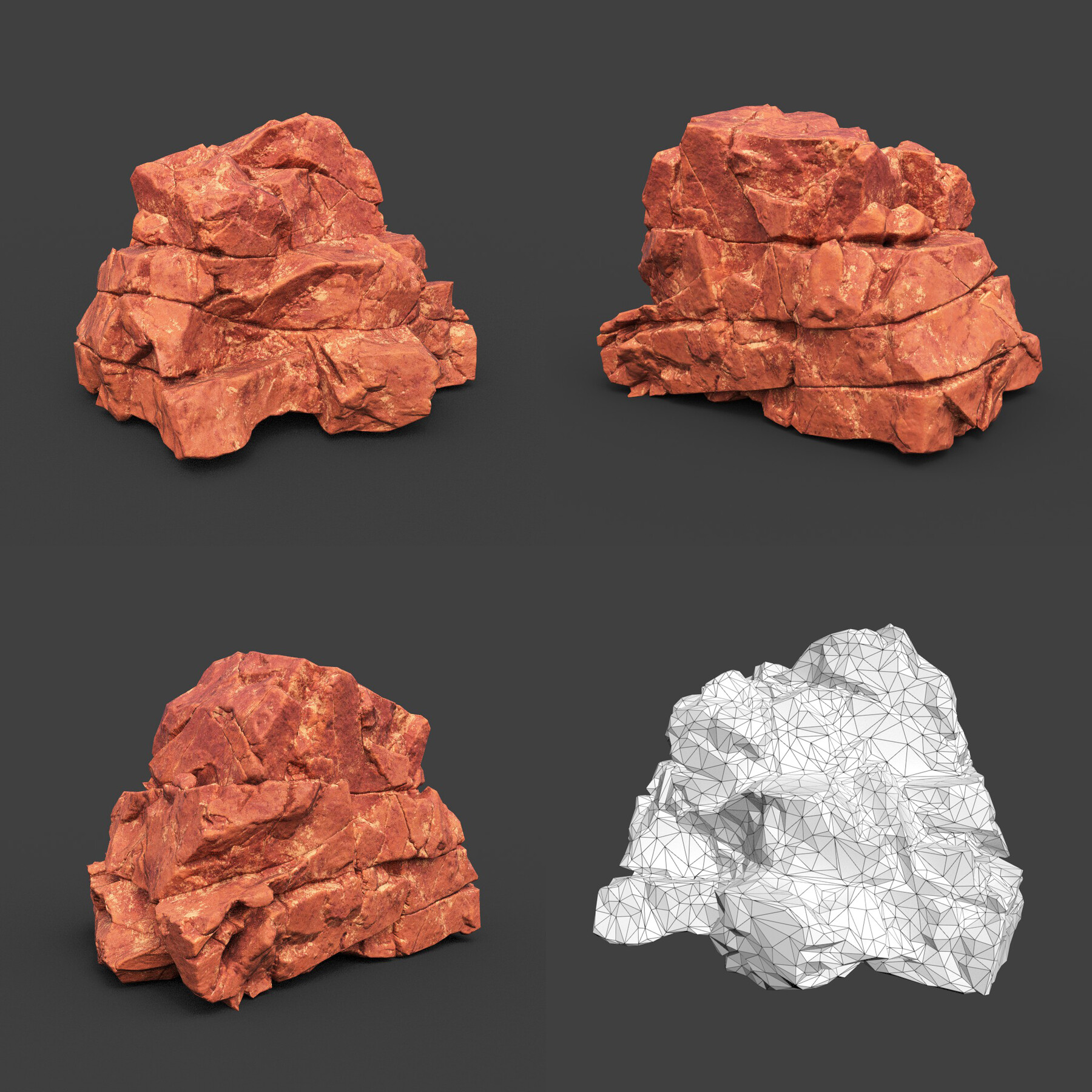 ArtStation - Low poly Sandstone Cracked Rock 220124 | Game Assets