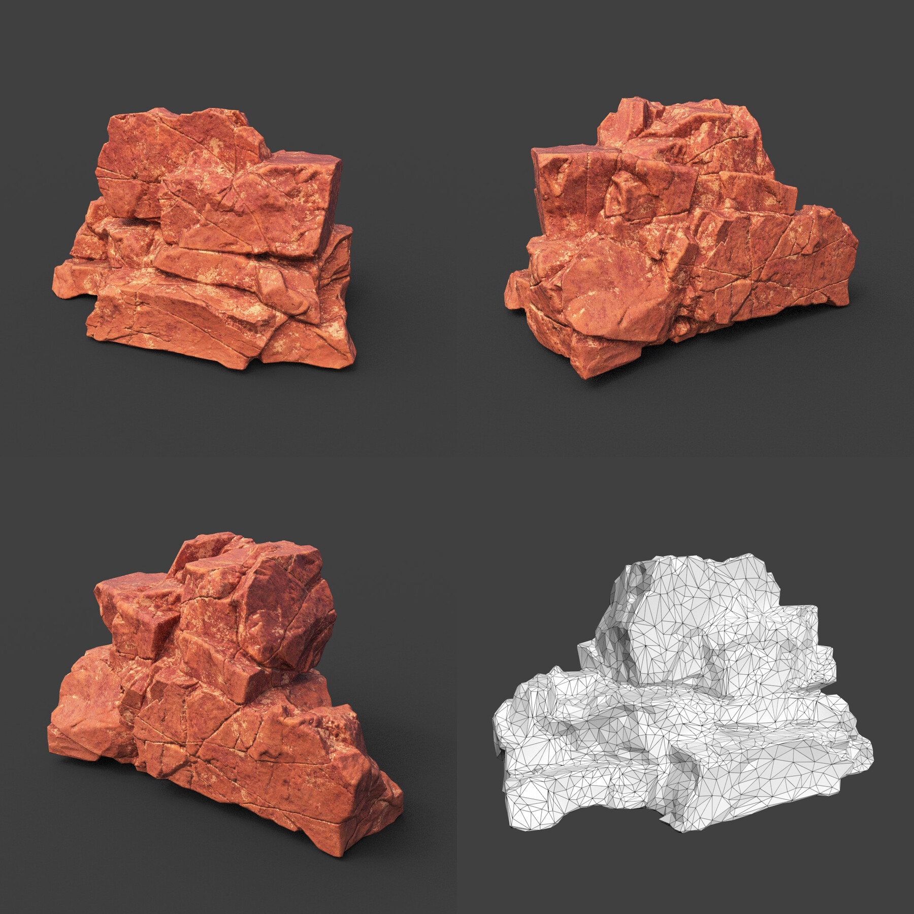 ArtStation - Low poly Sandstone Cracked Rock 220124 | Game Assets