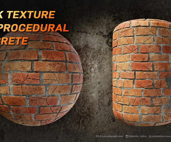 ArtStation - Bricks and concrete base - Procedural Texture | Resources