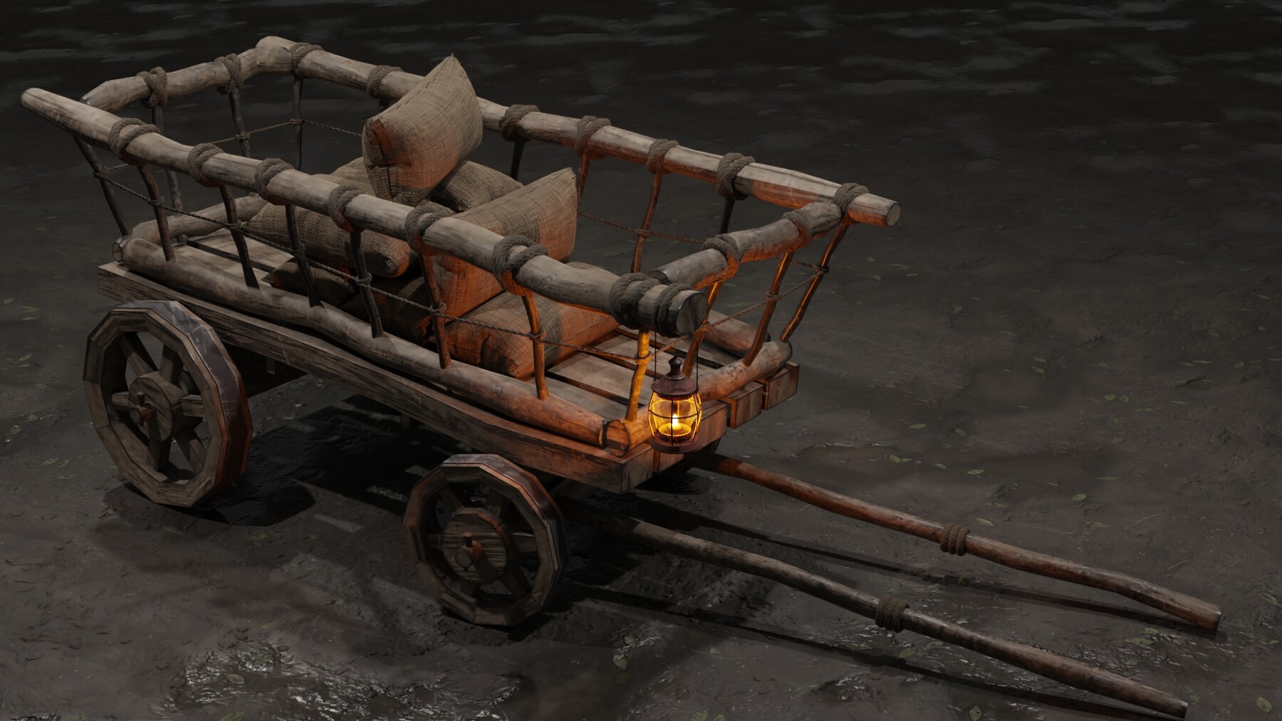 ArtStation - A set of stylized medieval carts with a lamp and a load ...
