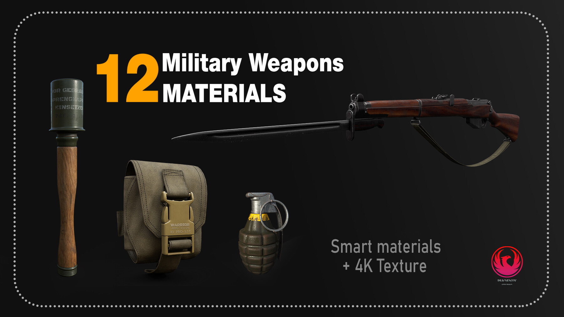 ArtStation - 12 Military Weapons Materials | Game Assets