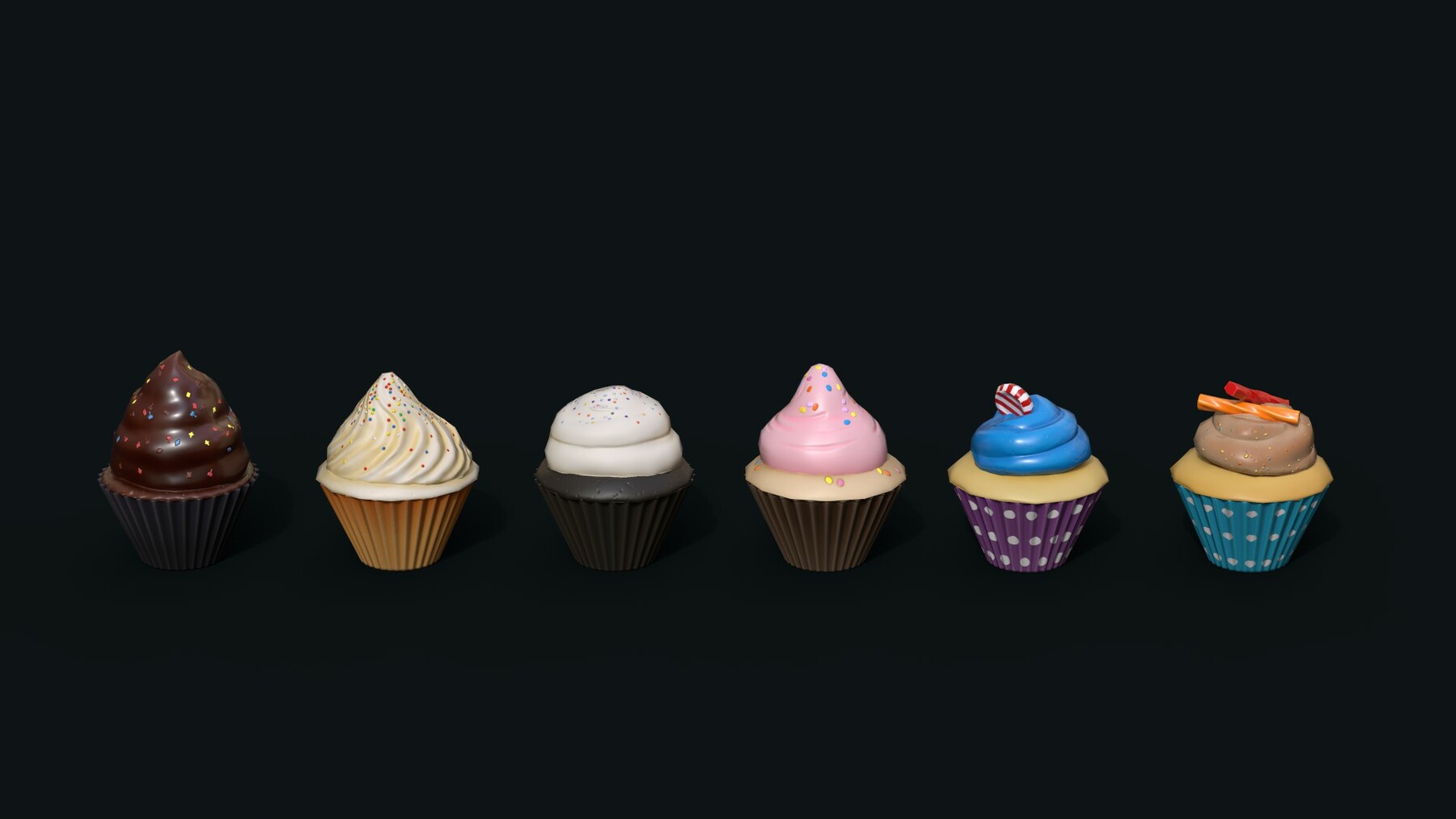 ArtStation - 6 Stylized Cupcakes | Game Assets