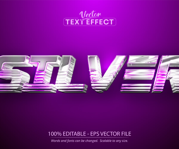 ArtStation - Silver editable text effect, shiny luxury silver color and ...