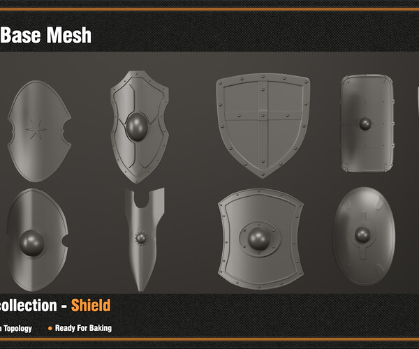 ArtStation - 50 Shield Base Mesh - VOL 02( Game Ready ) | Game Assets