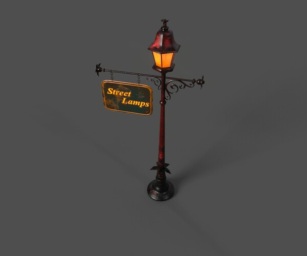 ArtStation - Street Lamp Signboard | Game Assets