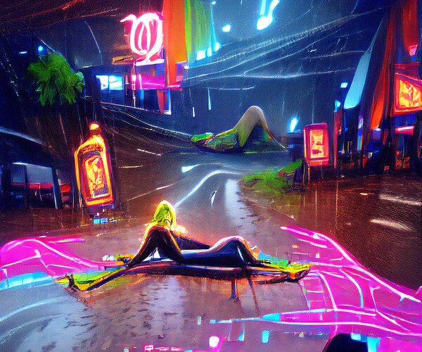 ArtStation - Neon figure in a street with beautiful neon city | Artworks