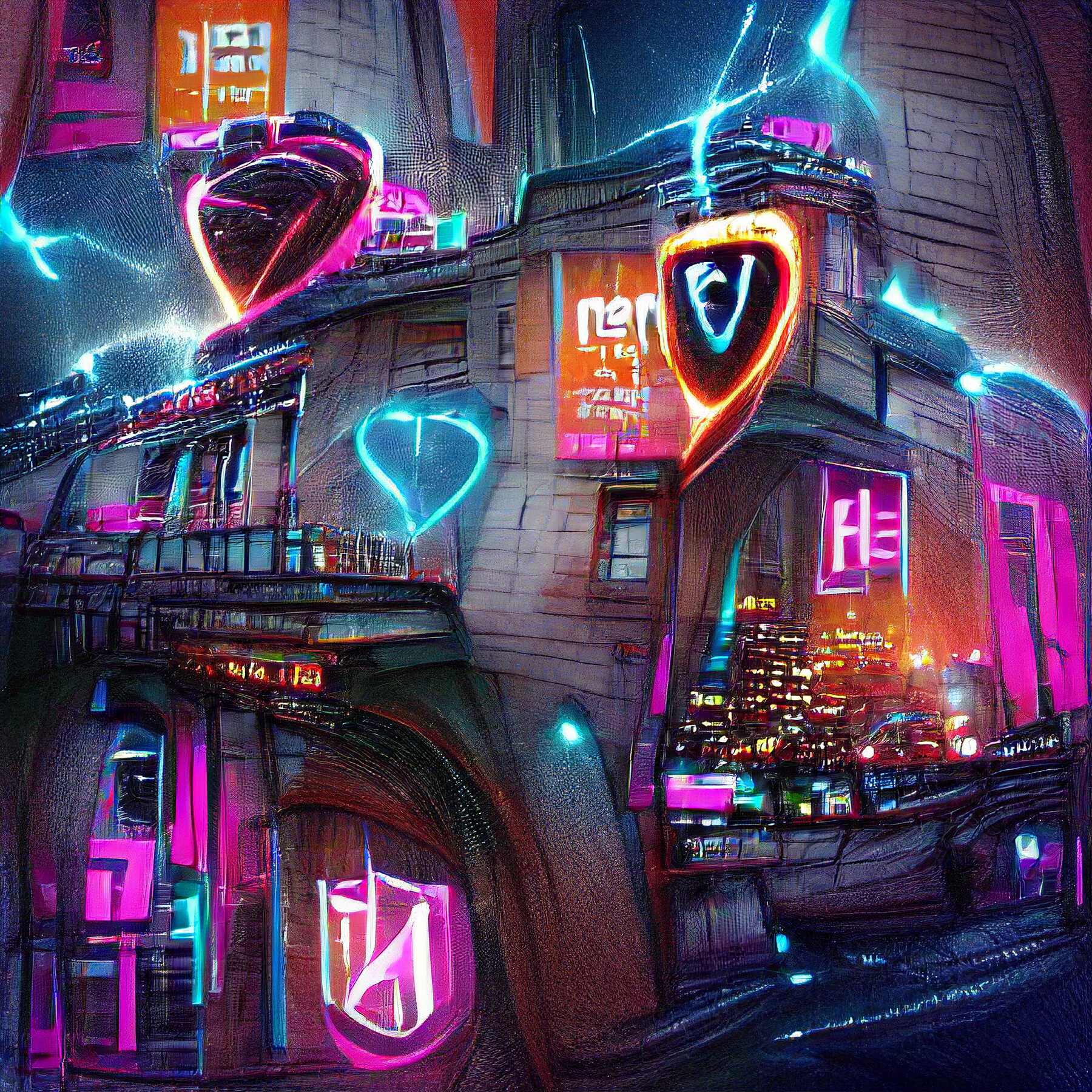 ArtStation - Neon City with a few hearts (Free) | Artworks