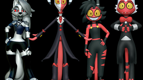 ArtStation - Loona, Blitzo, Millie and Moxxie - Helluva Boss 3D print ...