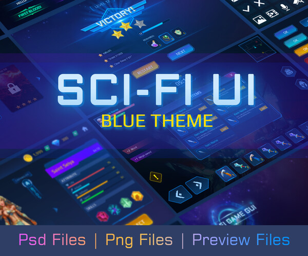 ArtStation - SCI-FI UI Pro_Blue Theme 2.0 | Game Assets