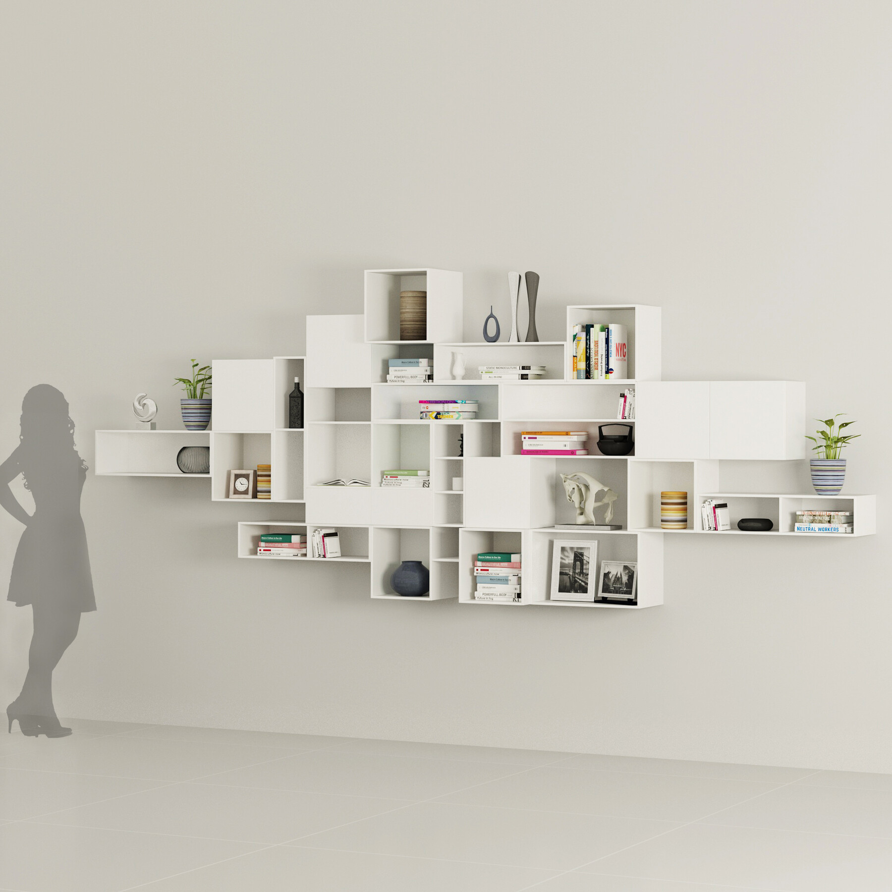 ArtStation - Boxed floating Library shelves 3d model | Resources
