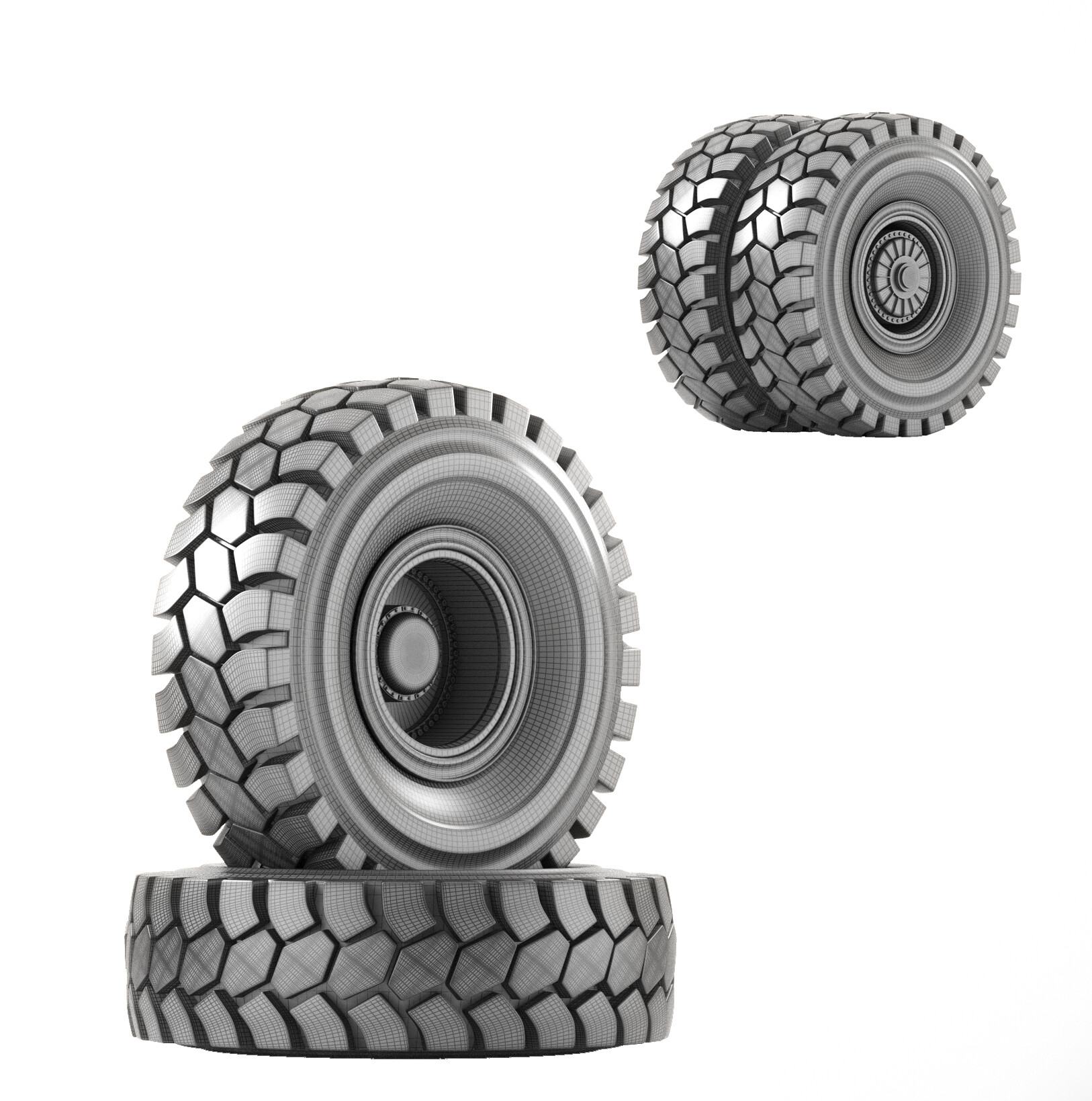 ArtStation - heavy vehicle wheel and tire (front and rear) | Resources