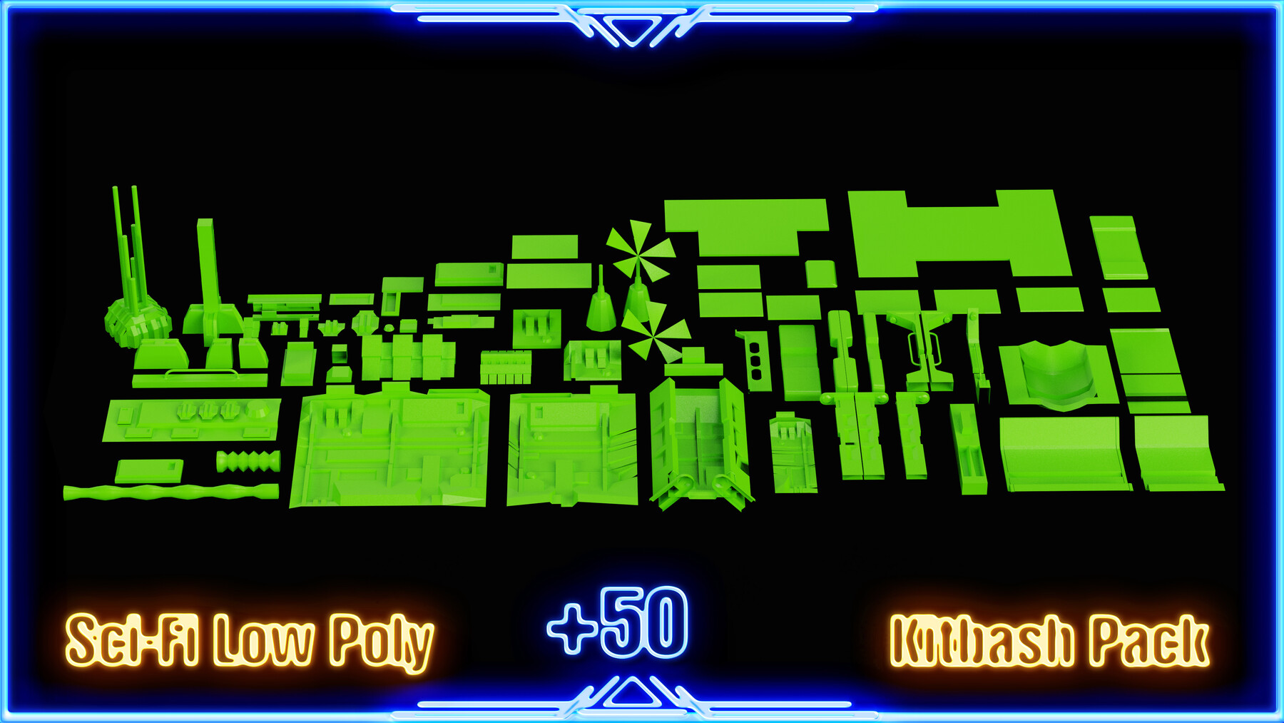 ArtStation - Mega Sci-Fi Low Poly Building Kitbash Pack - Game Ready ...